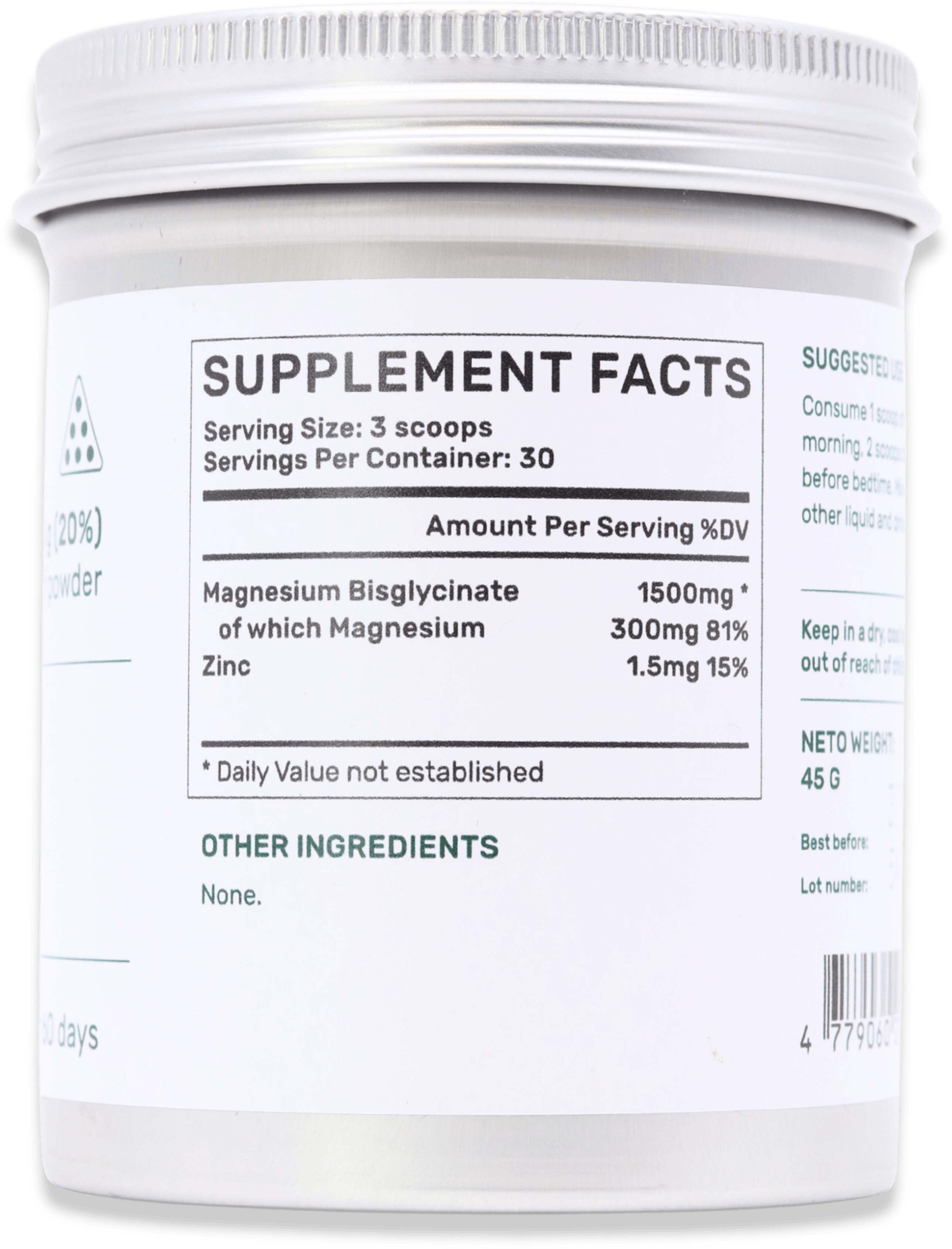 L-Cell Magnesium Bisglycinate Powder 45g | medino