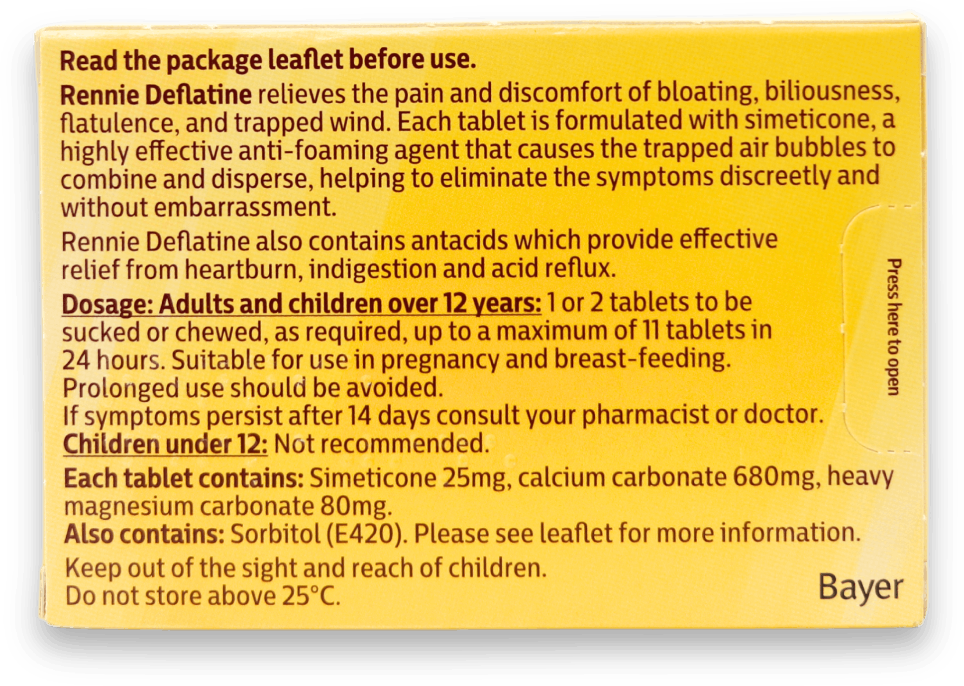 Rennie Deflatine 36 Tablets | medino
