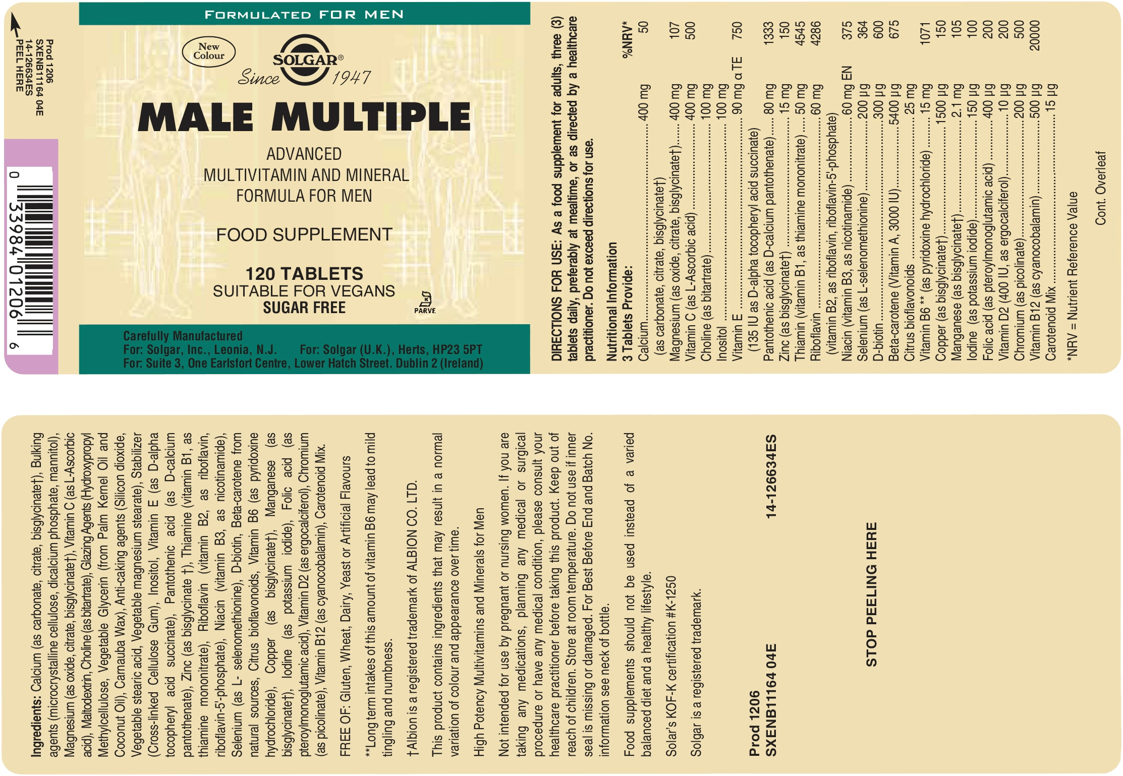 Solgar Male Multiple 120 Tablets | medino