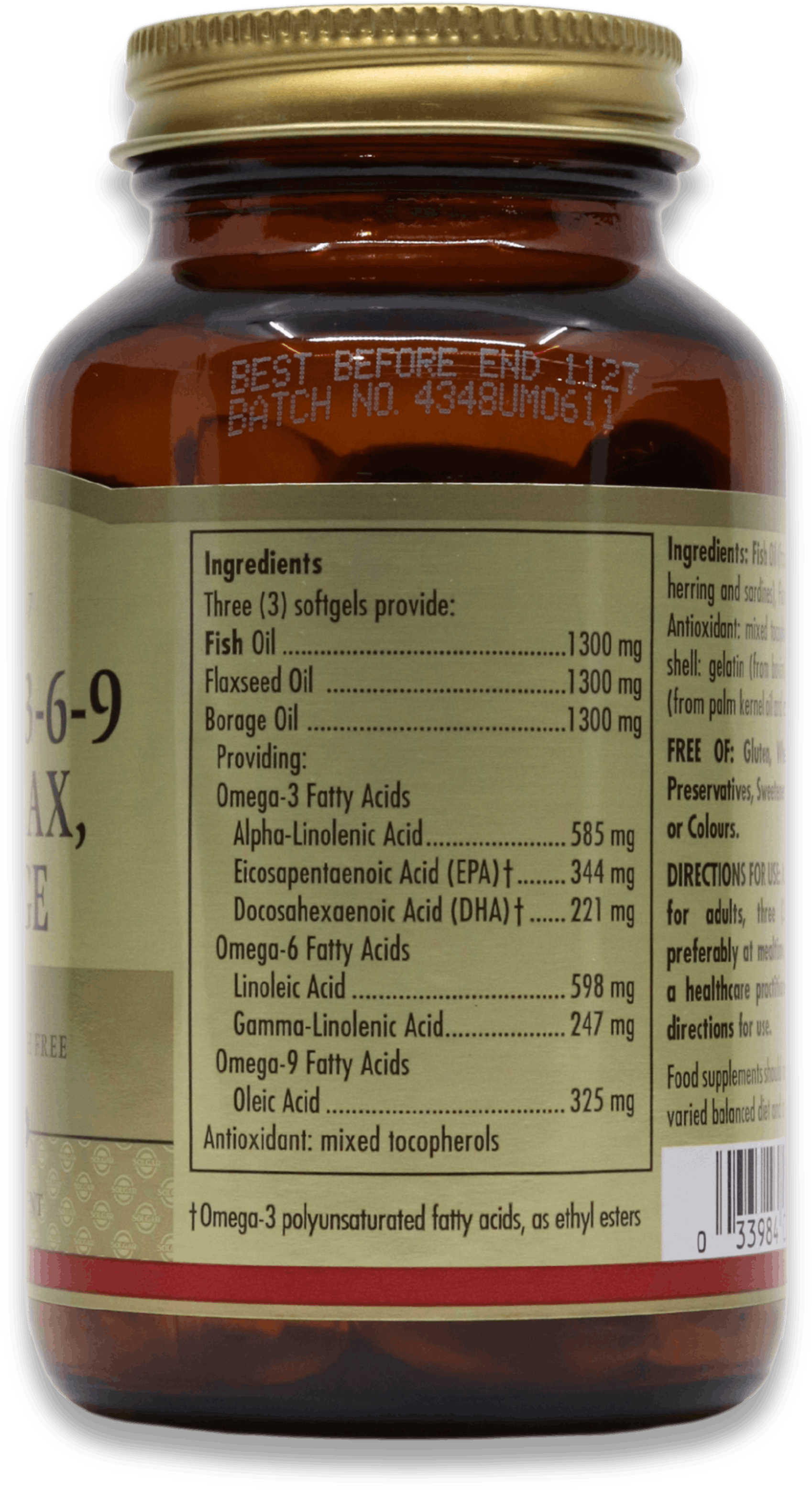 Solgar Omega 3-6-9 Fish, Flax, Borage 60 Softgels | medino