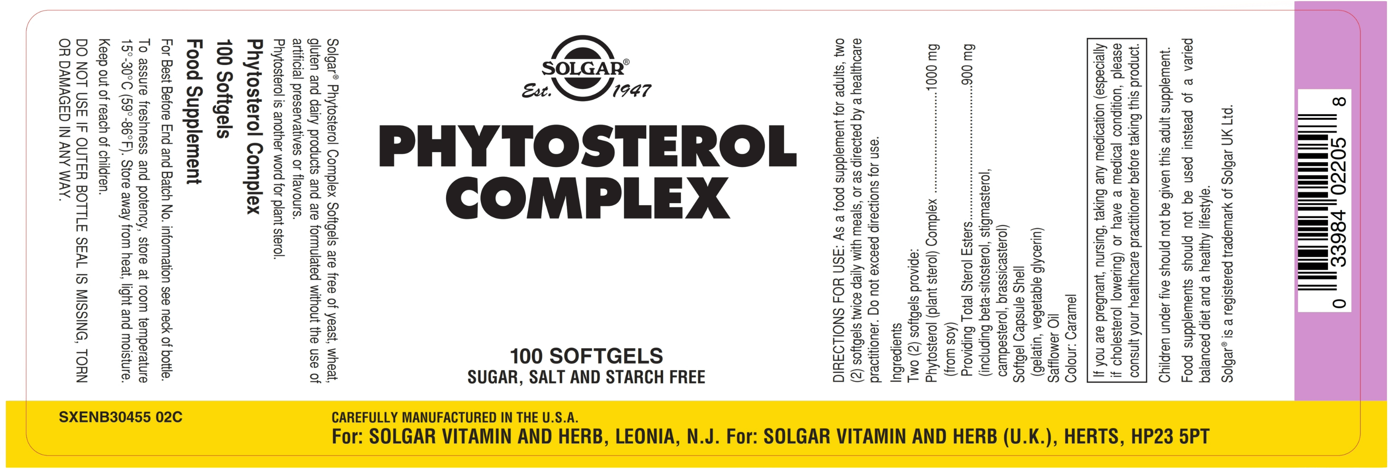 Solgar Phytosterol Complex 100 Softgels | medino
