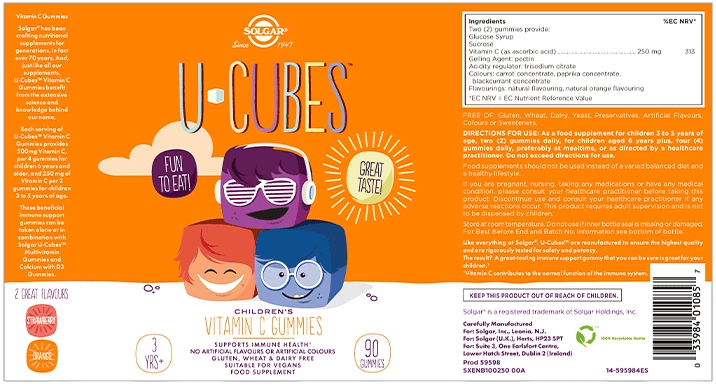 Solgar U-Cubes Children Vitamin C 90 Gummies | medino