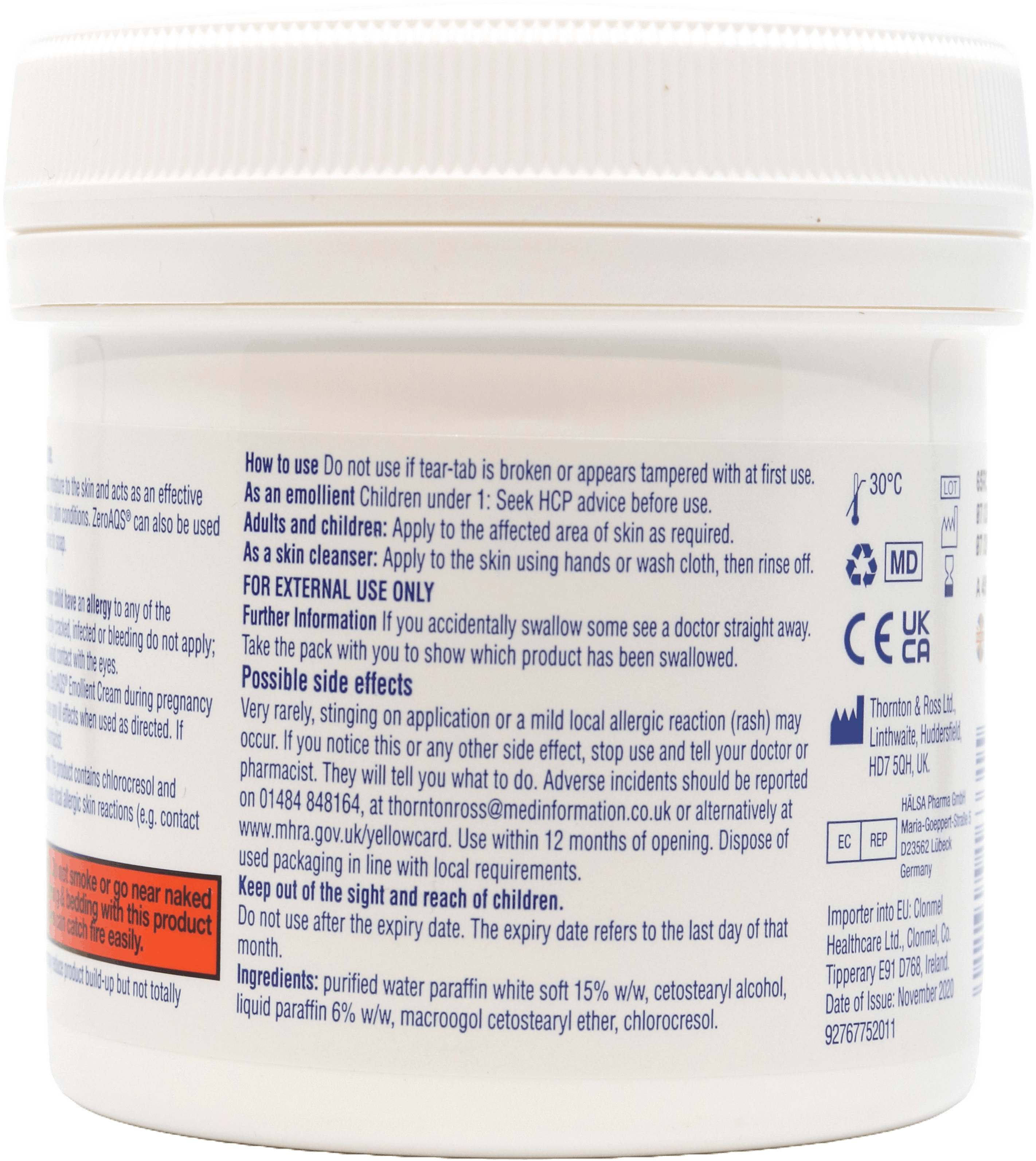 Zeroaqs Emollient Cream 500g | medino